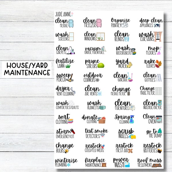 Cleaning Planner Stickers - Etsy
