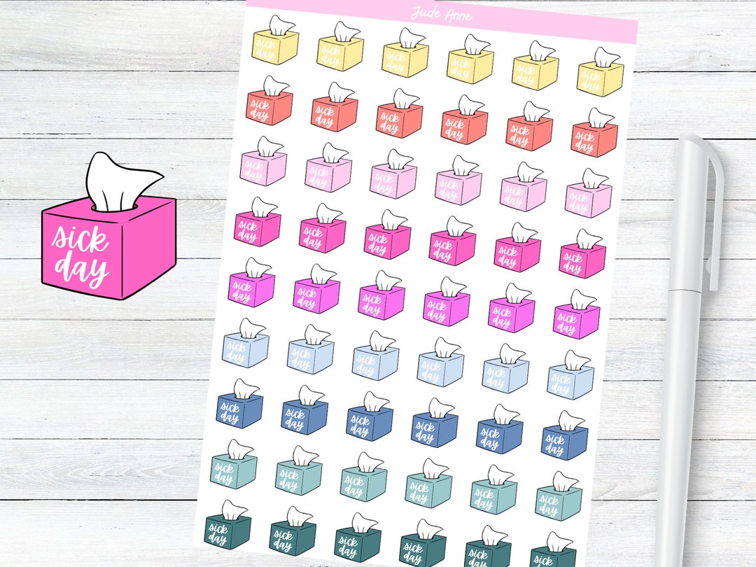 Sick Day Planner Stickers | Tissue Box Stickers | Cute Planner Stickers ...
