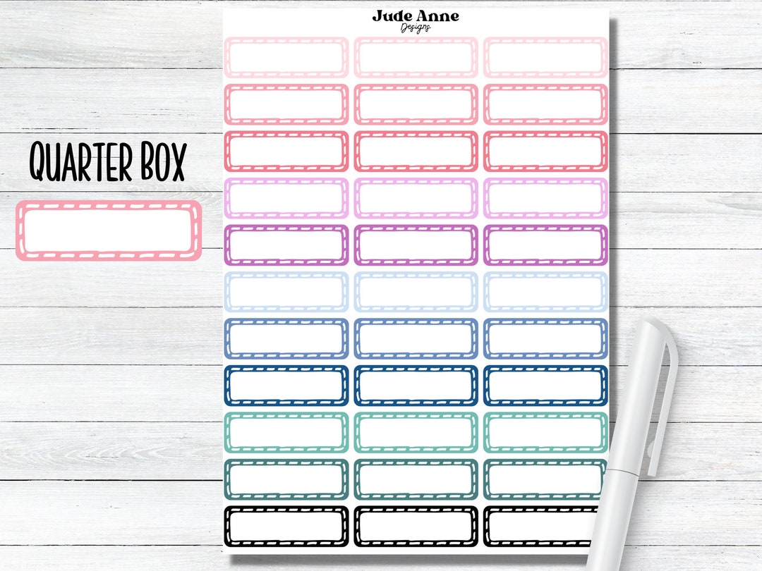 Quarter Box Planner Stickers | Cute Planner Box Stickers | Sticker ...