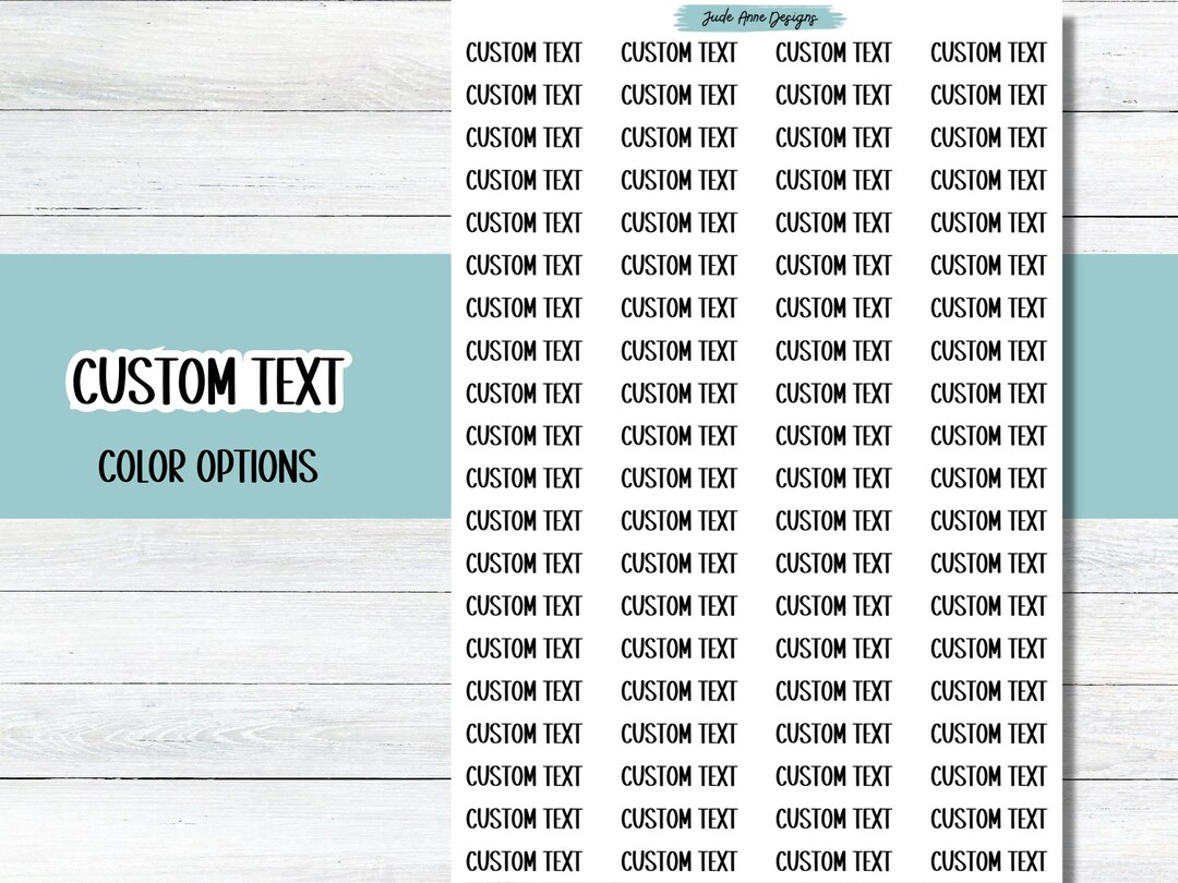 Custom Text Stickers, Color Options, Sticker Sheets, Custom Script ...