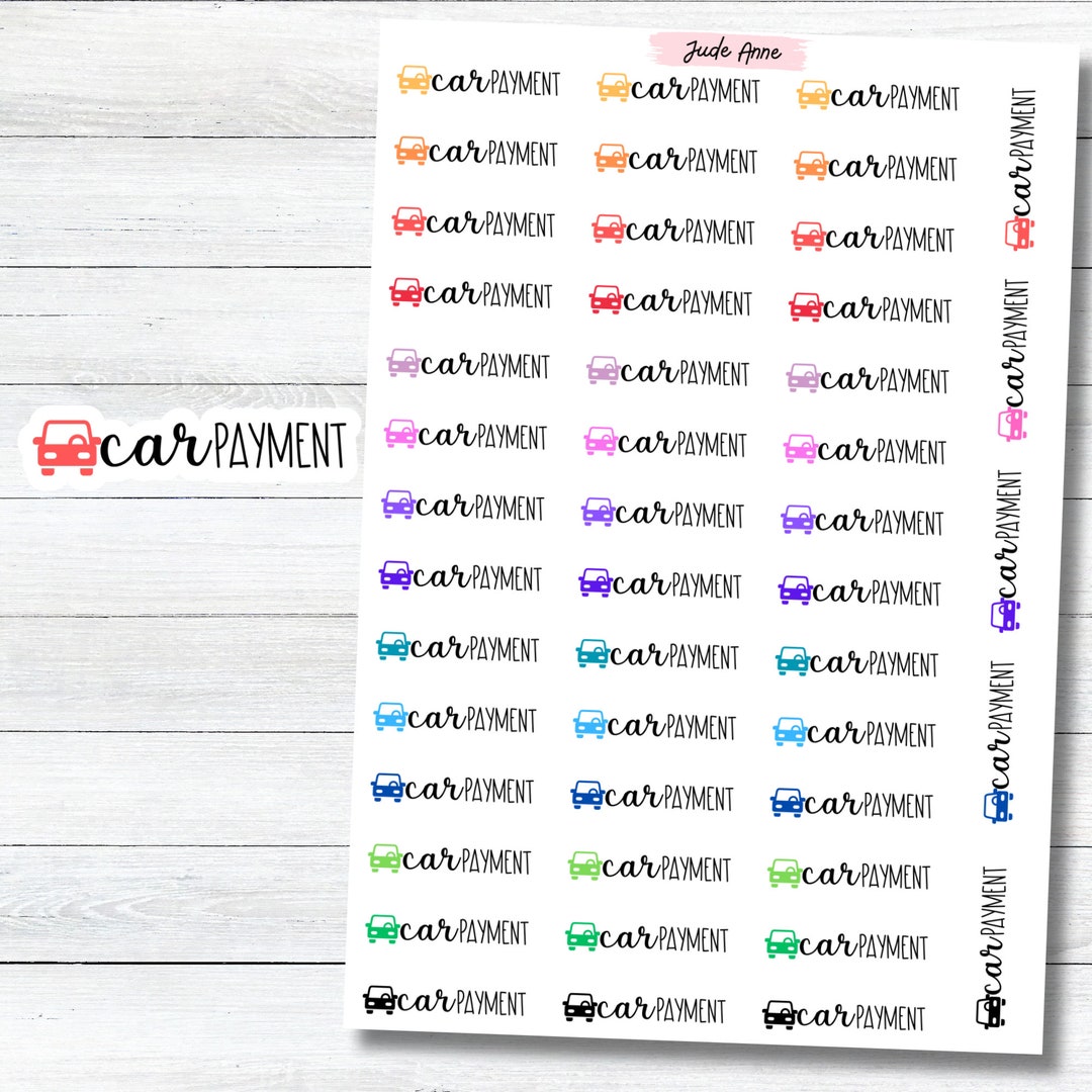 Car Payment Planner Stickers | Vehicle Reminder Planner Stickers | Car ...