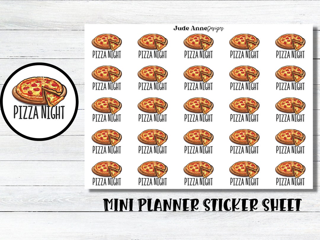 Pizza Night Planner Stickers | Cute Sticker Sheet | Pizza Sticker ...