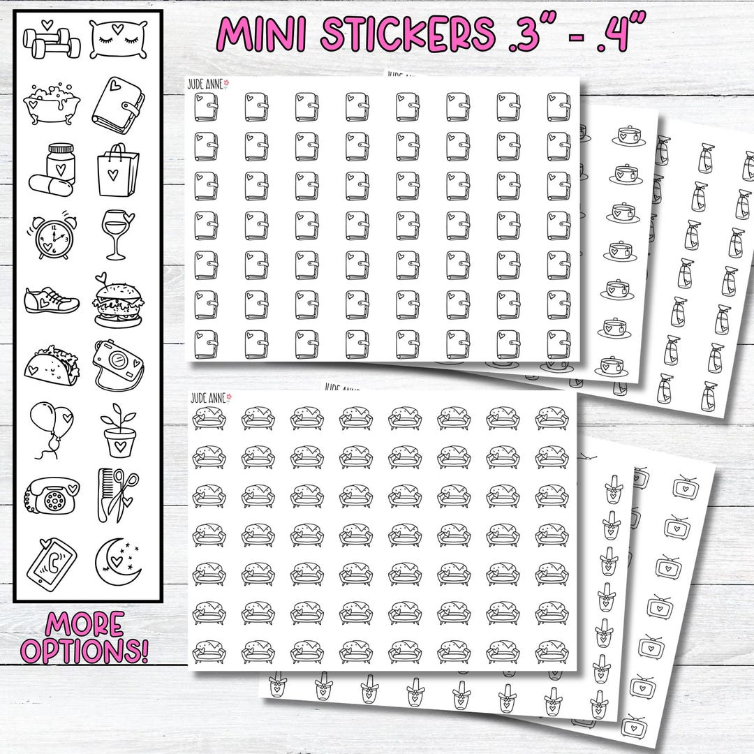 Mini Icon Planner Stickers | Tiny Sticker Sheet | Bullet Journaling ...