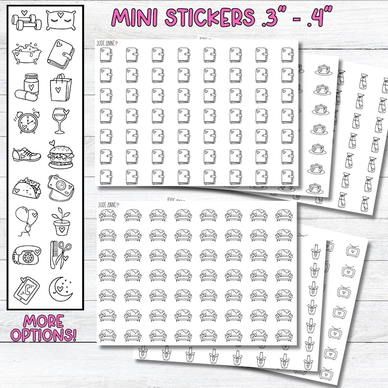 Mini Icon Planner Stickers | Tiny Sticker Sheet | Bullet Journaling ...