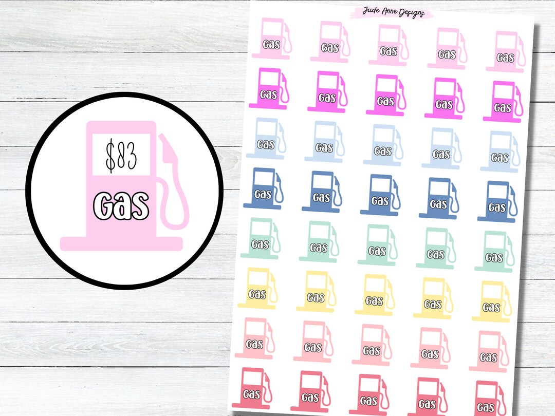 Gas Planner Stickers | Gas Expenses Planner Stickers | Gas Reminder ...