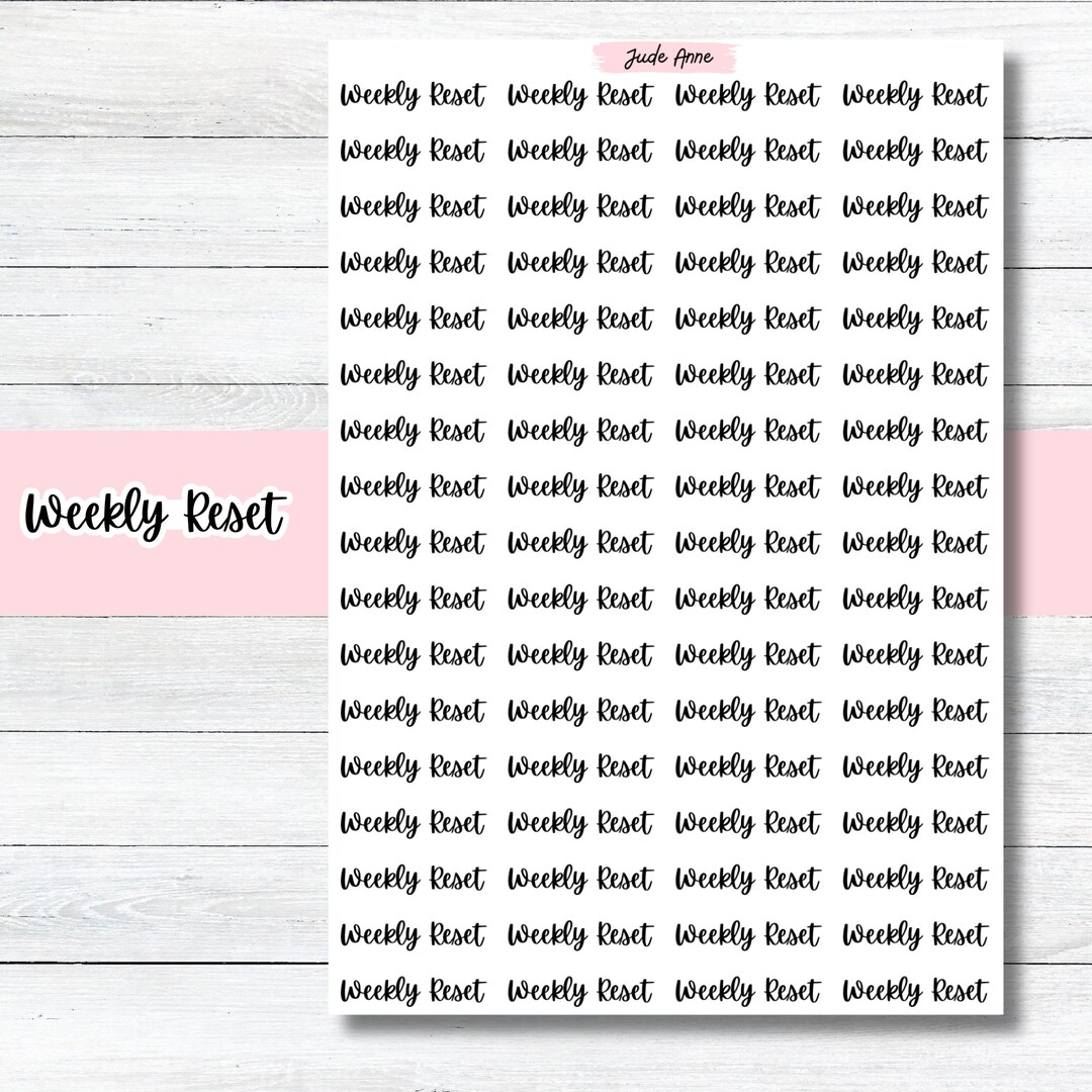 Weekly Reset Script Stickers, Sunday Reset Planner Stickers, Script for ...