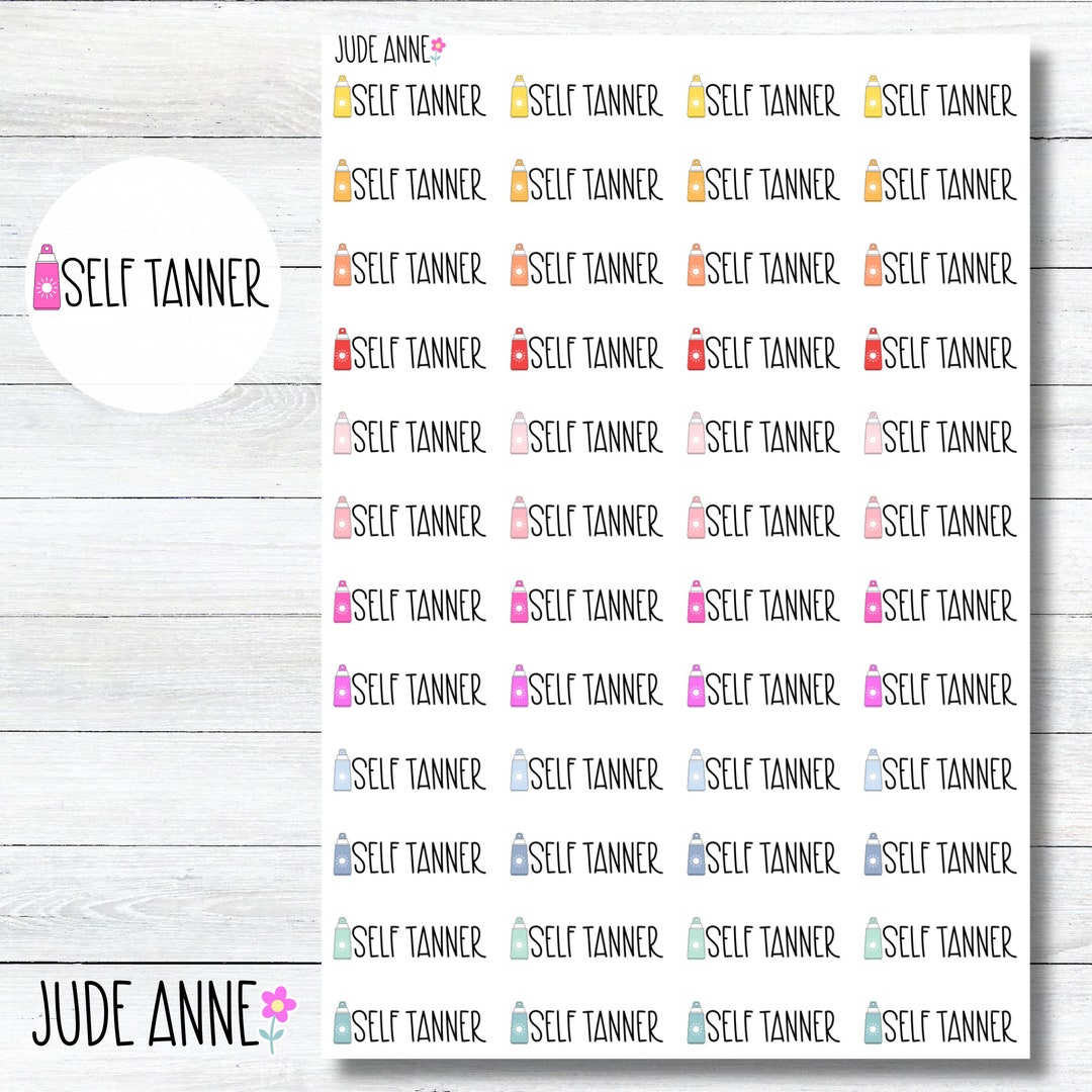 Self Tanner Planner Stickers, Self Care Planner Stickers, Functional ...