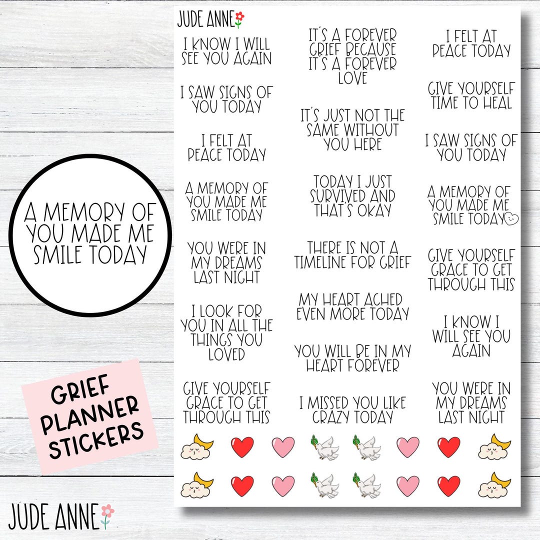 Grief Support Planner Stickers | Healing and Comfort Through Loss ...