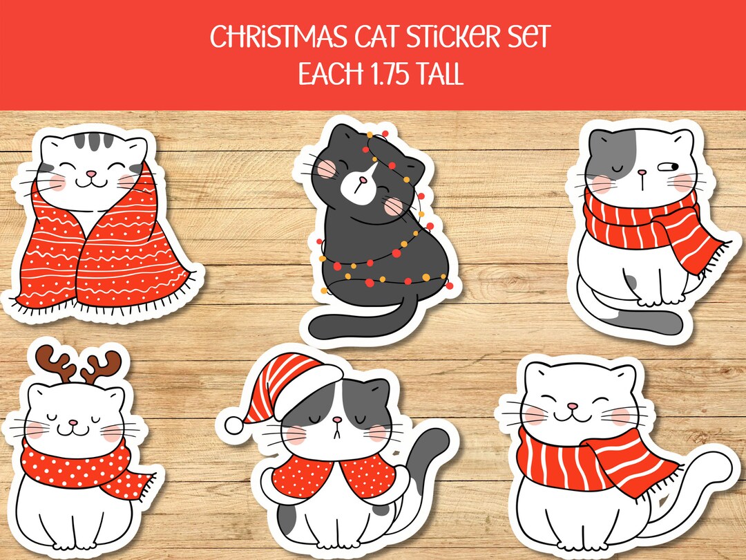 Christmas Cats Sticker Cat Sticker Set Cat Lover Gift Cat - Etsy