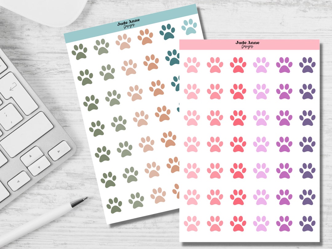 Pet Planner Stickers, Paw Icon Stickers, Cat Stickers for Calendar, Dog ...