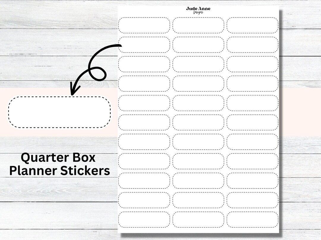 Quarter Box Planner Stickers, Cute Dash Box Stickers, Sticker Sheet for ...