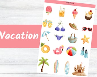 Tropical Beach Vacation Any Month Undated Bullet Journal Sticker Sheet ...