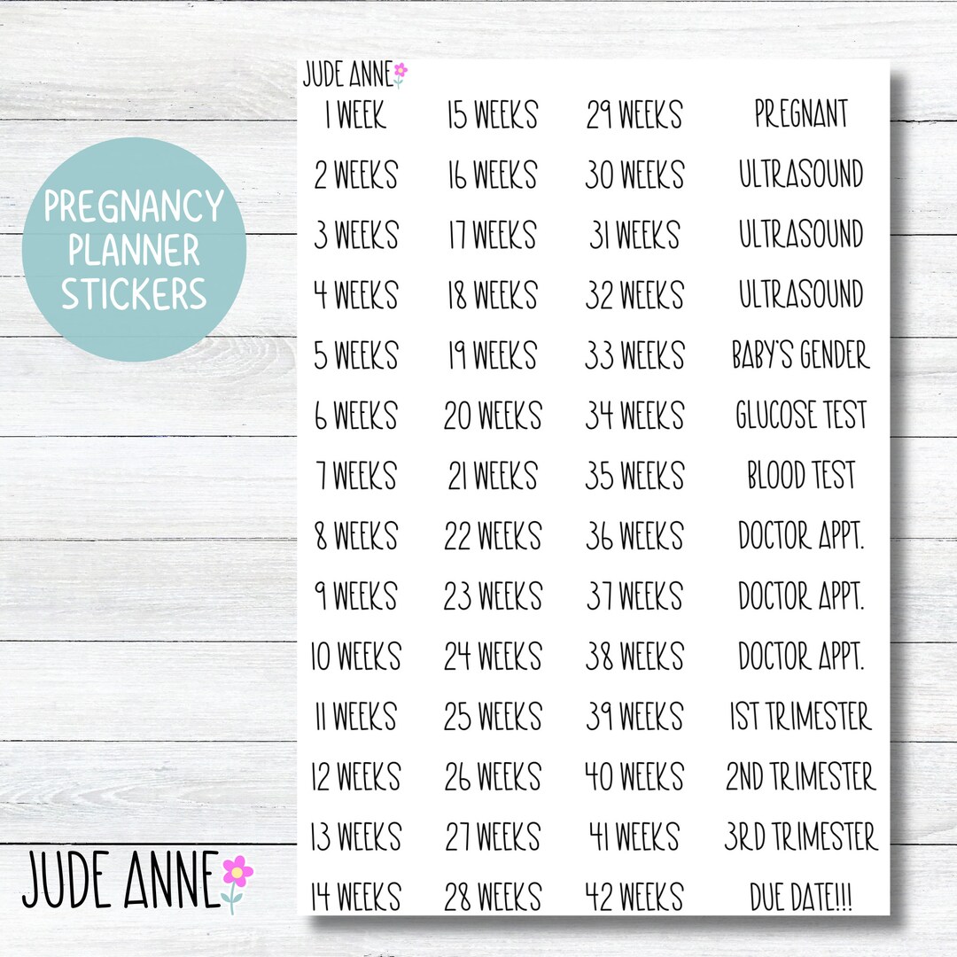 Pregnancy Weeks Planner Stickers, Maternity Planning Stickers ...