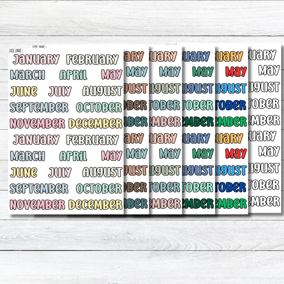 Months Script Stickers, 12 Months Stickers, Script Month Sticker for ...