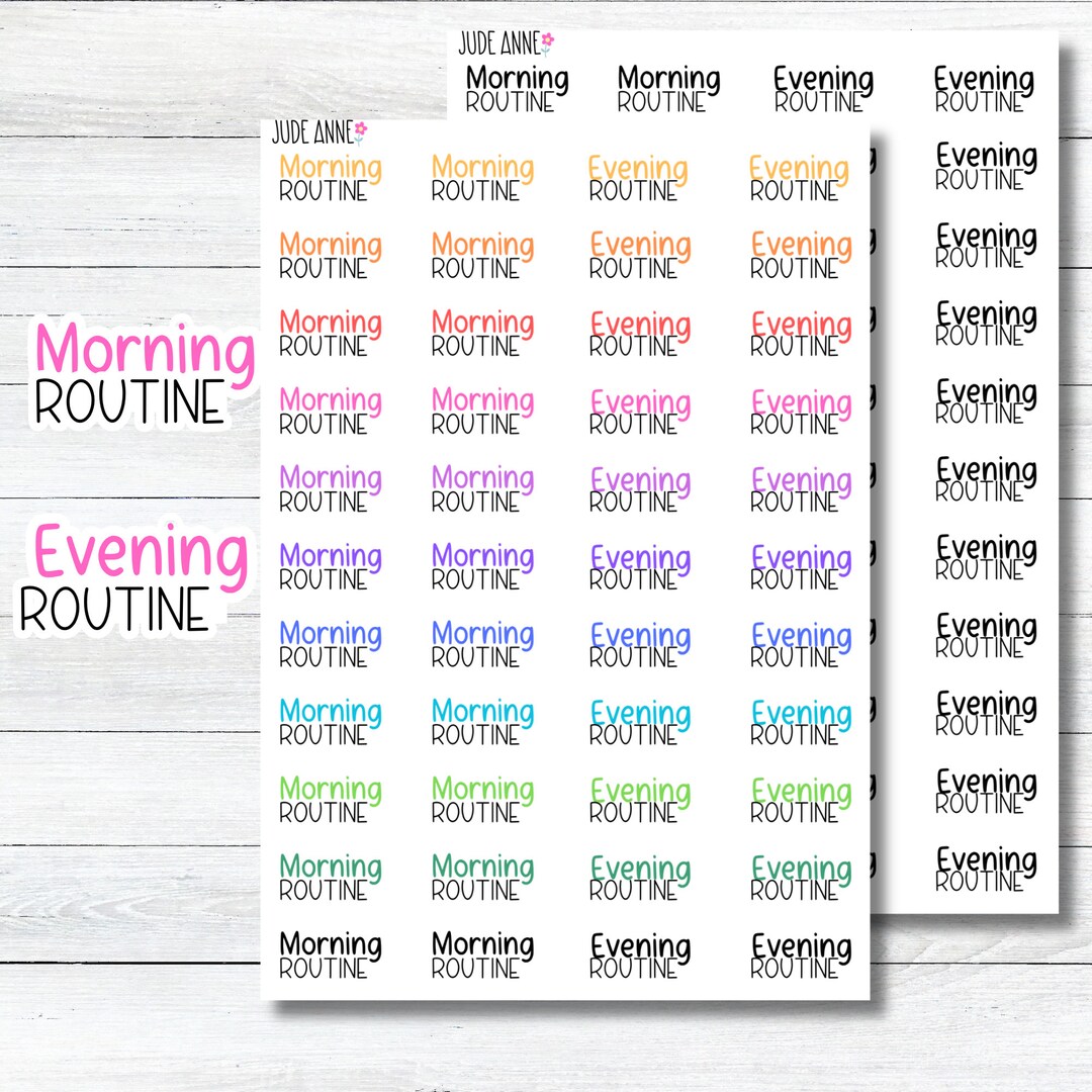 AM and PM Routine Planner Stickers, Daily Script Planner Stickers ...