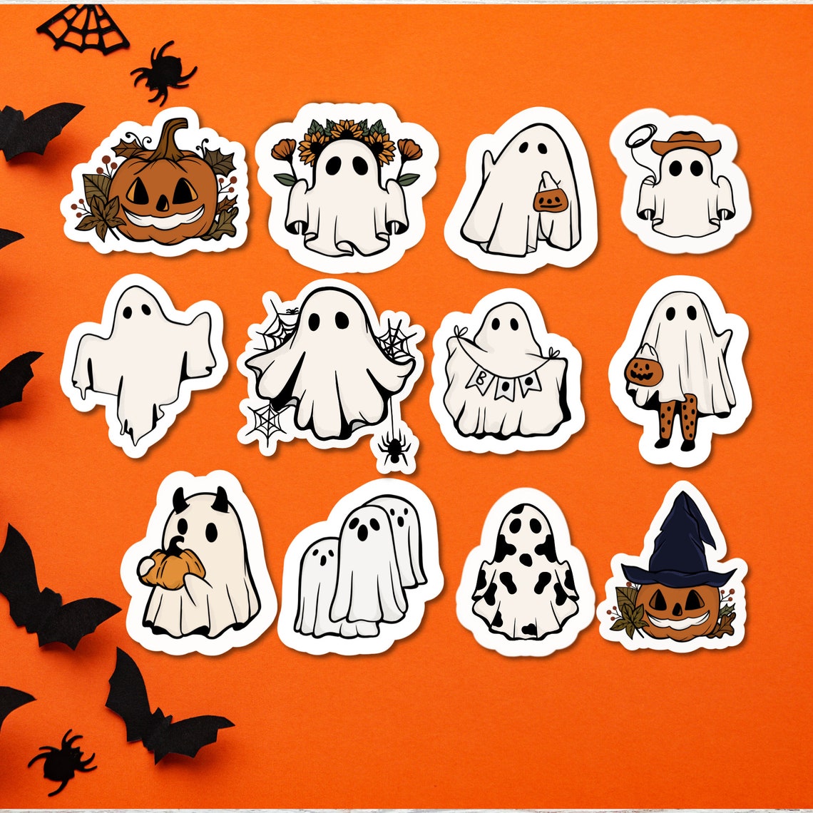 Halloween Stickers 12 Ghost Sticker Set Cute Stickers - Etsy