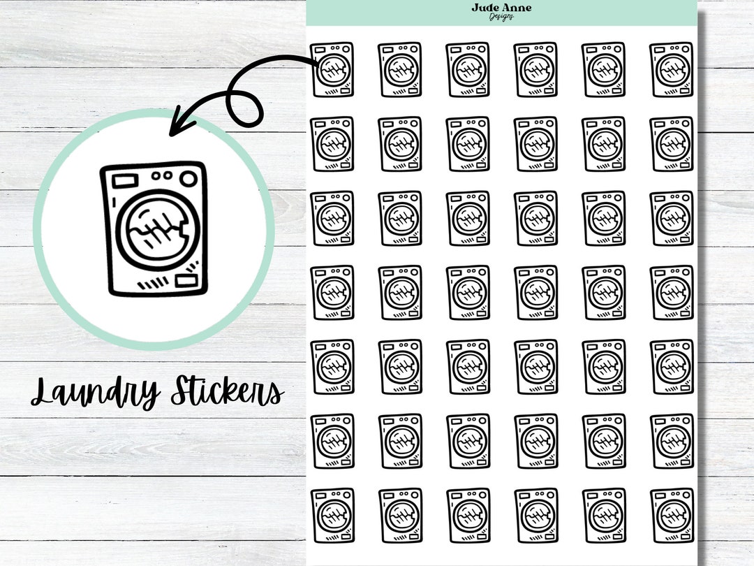 Laundry Planner Stickers, Washing Machine Sticker, Tiny Icon Stickers ...