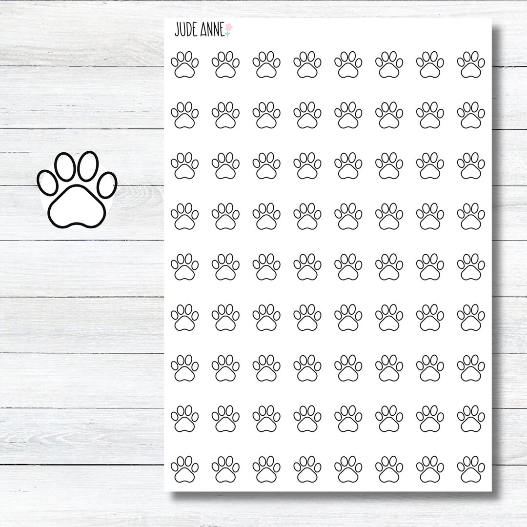 Paw Icon Stickers, Paw Print Stickers for Calendar, Dog Stickers, Cat ...