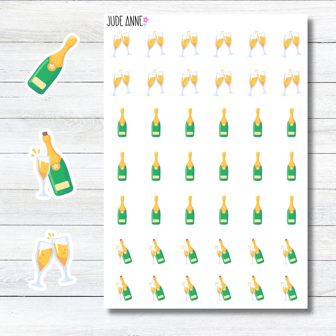 Champagne Planning Stickers, Celebration Stickers, Holiday Stickers - Etsy