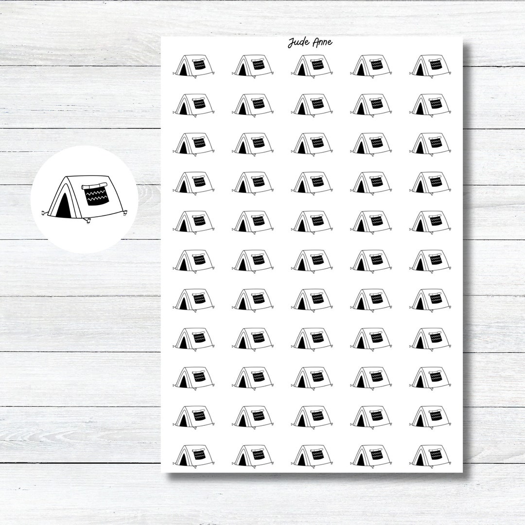 Camping Planner Stickers Camping Tent Sticker Sheet Cute Sticker Sheet ...