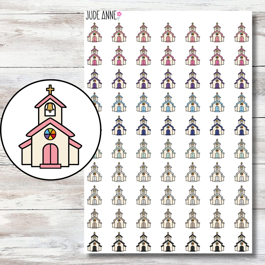 Church Planner Stickers, Cute Church Reminder Stickers, Icon Planner ...