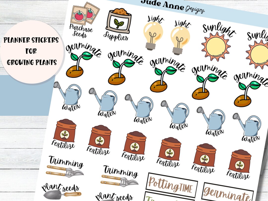 Gardening Sticker Sheet, Planting Seeds Planner Stickers, Gardening ...
