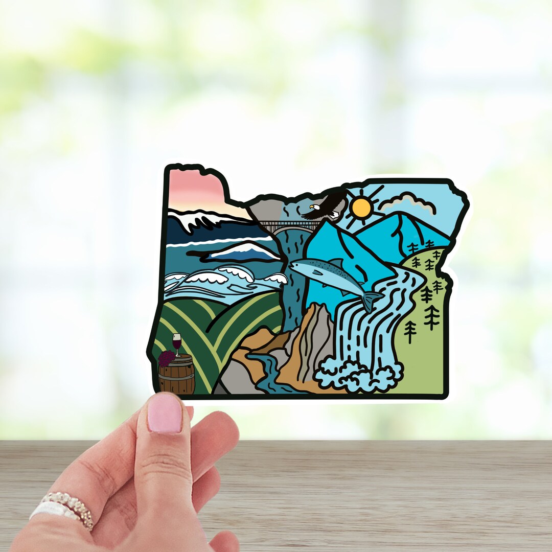 Oregon Sticker, Multnomah Falls, Crater Lake, Oregon Coast, Smith Rock ...