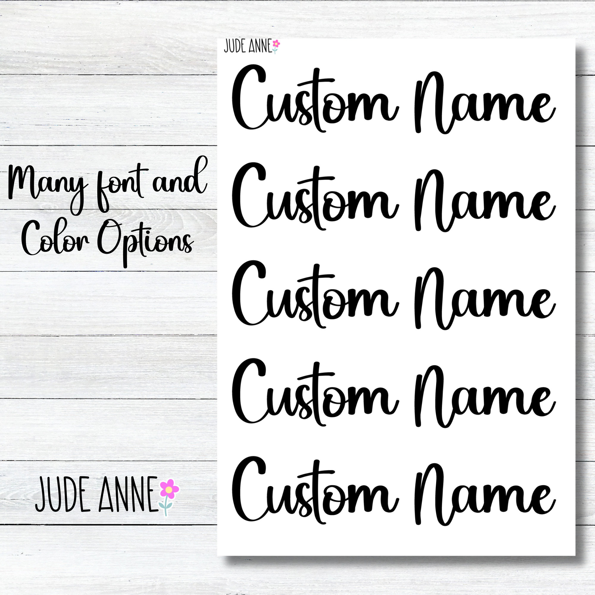 Custom Name Script, Script Planner Stickers, Bujo Stickers, Journaling ...