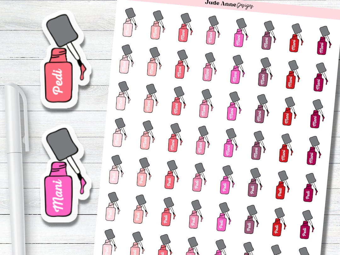 Mani Planner Stickers, Pedi Planner Stickers, Nail Polish Stickers for ...