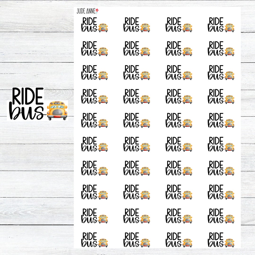 School Bus Planner Stickers, Cute School Bus Icon Stickers, School ...