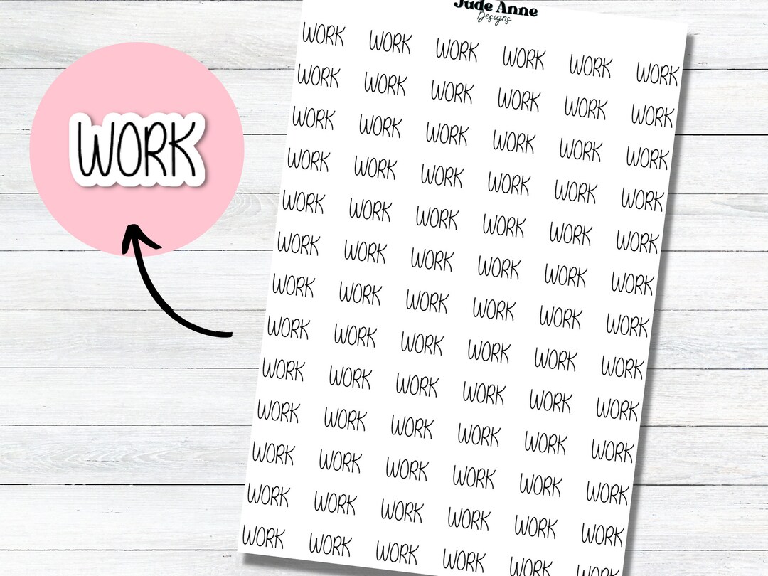 Work Script Sticker (78), Script Sticker for Planners, Bujo Sticker ...