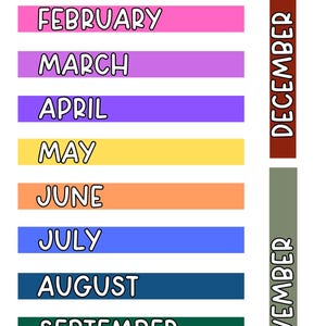 Months Script Stickers, 12 Box Month Stickers, 12 Months Stickers ...
