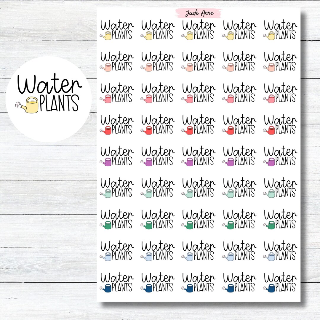 Water Plants Planner Stickers, Cute Planner Stickers, Icon Plant ...