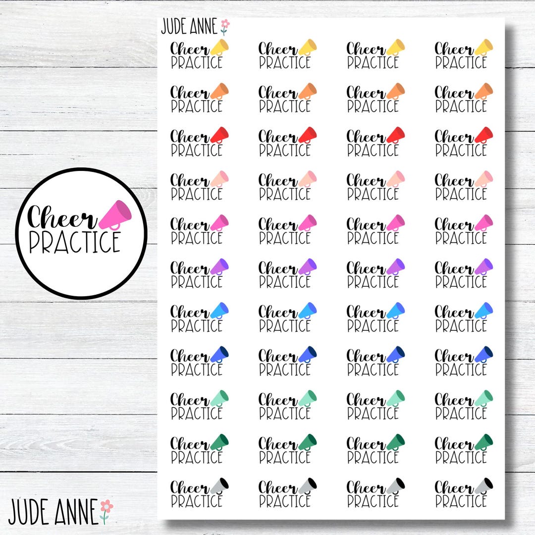 Cheer Practice Planner Stickers, Cheerleading Planner Stickers ...