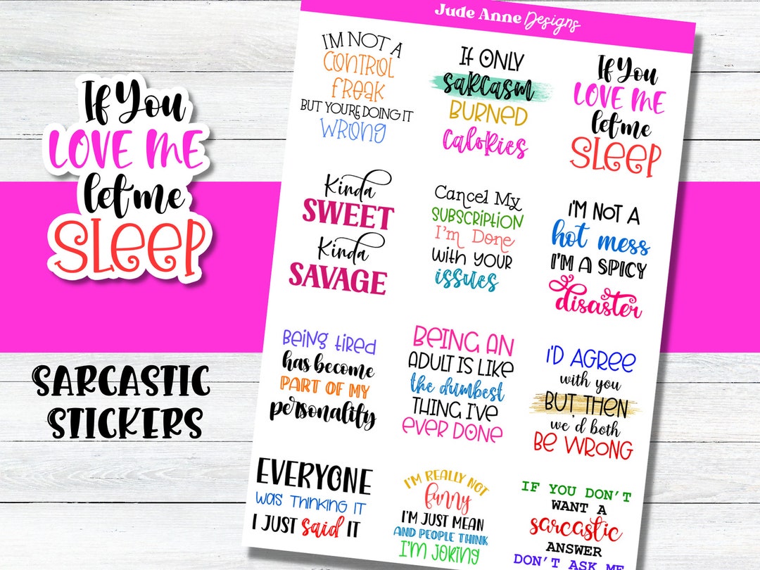 Sarcastic Quotes Stickers, Deco Sticker Sheets for Planners, Funny ...