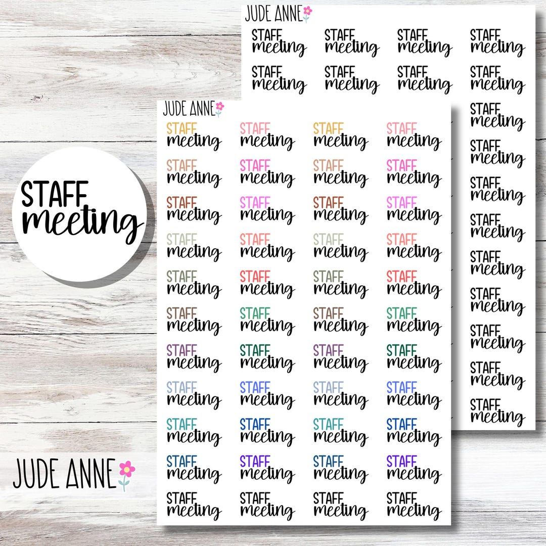 Staff Meeting Planner Stickers – Colorful & Black Options – Teacher and ...