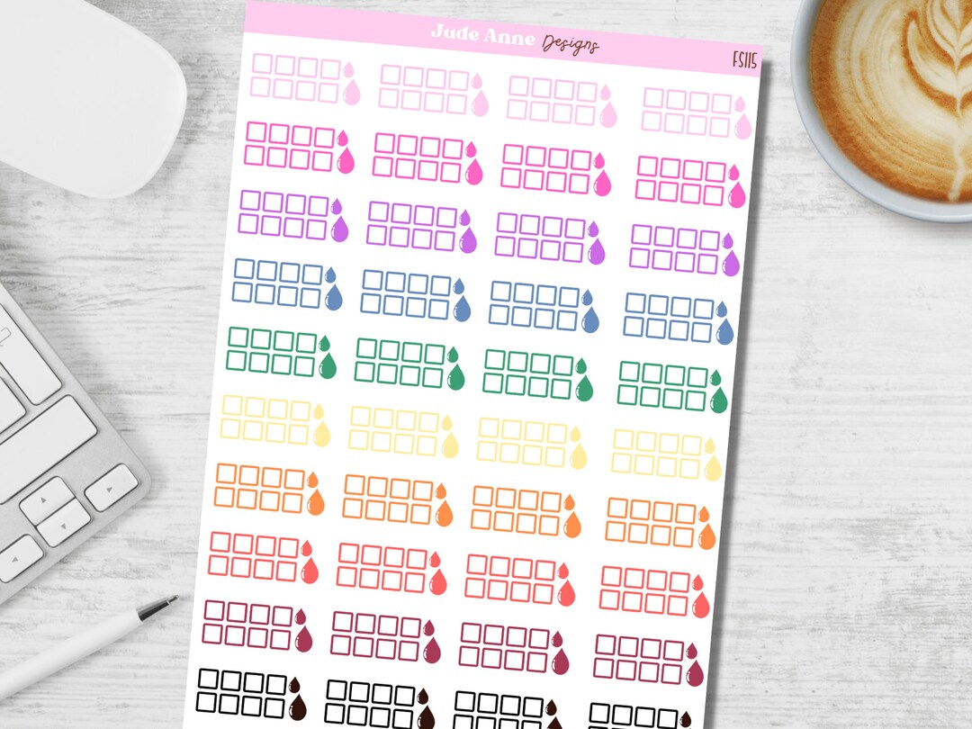 Water Intake Planner Stickers | Daily Water Tracker Stickers for ...