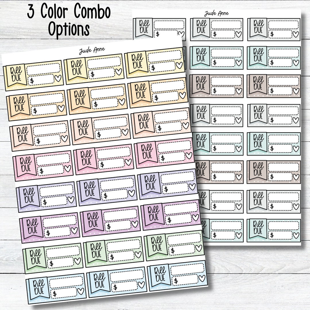 Bill Due Planner Stickers, Pay Bill Reminder - Etsy