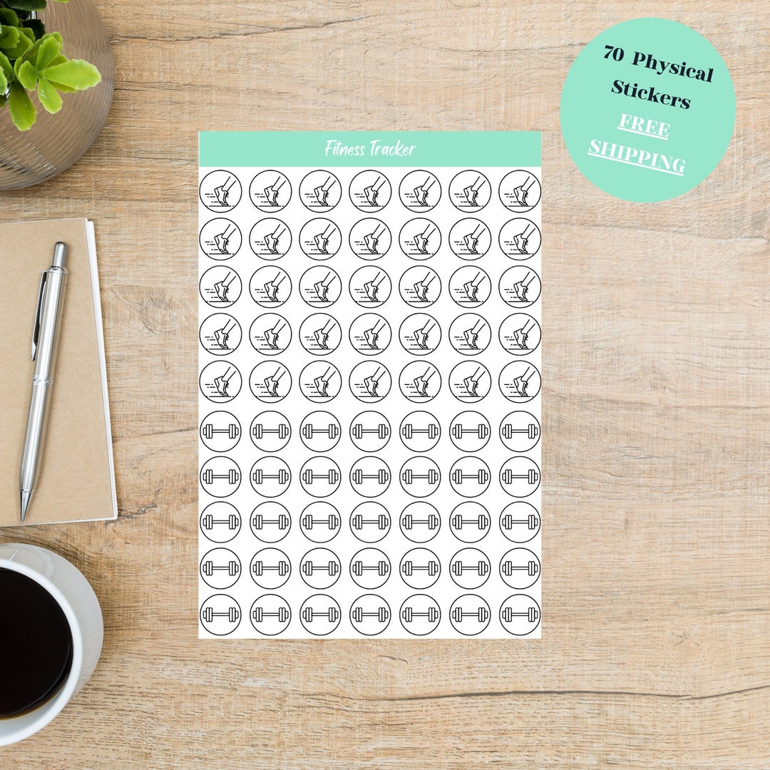 70 Fitness Planner Stickers 1/2 Each, Weight Stickers, Walking Tracker ...