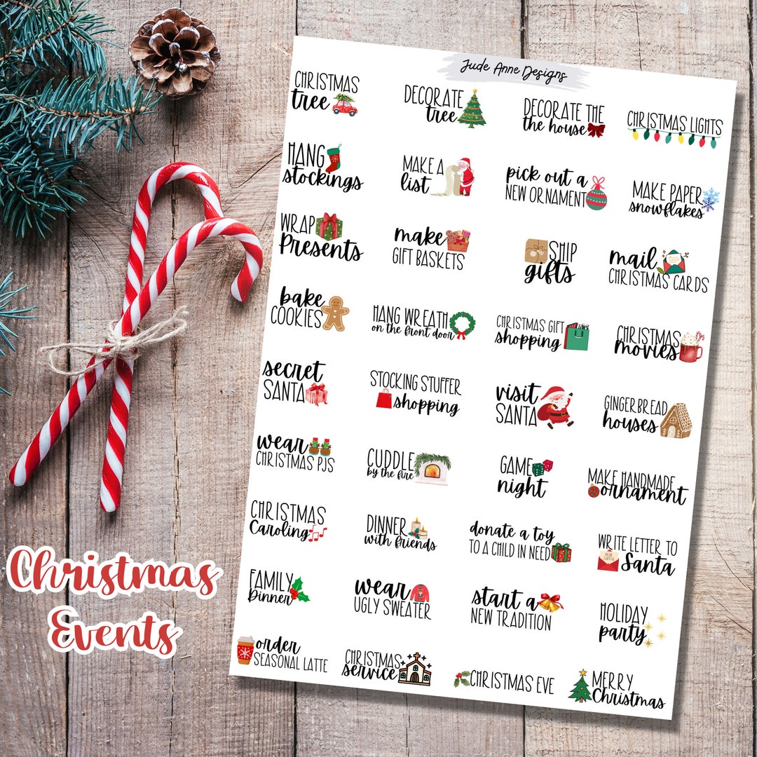 Christmas Planner Stickers, Holiday Event Stickers, December Planner ...