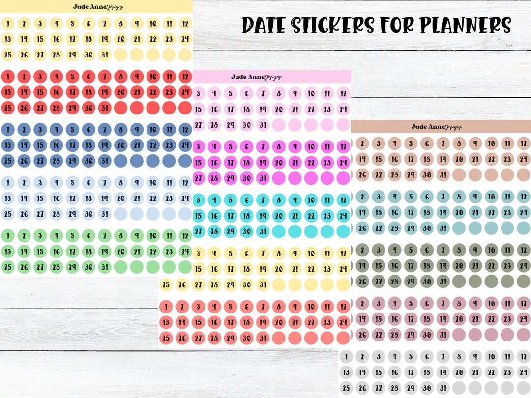 Date Dot Stickers, Colorful Dots, Planner Circle Stickers, .3 Inch ...