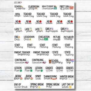 Teacher Planner Stickers, Cute Teacher Icons, Calendar, Yearly Teacher ...