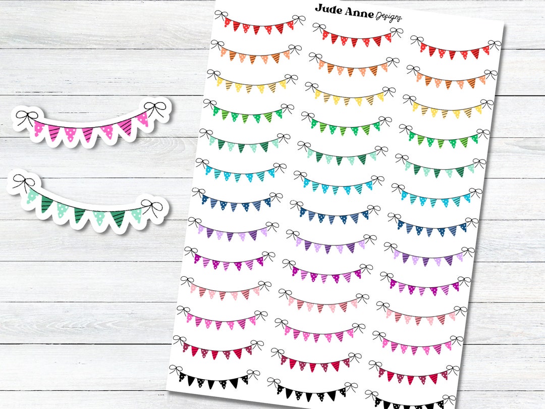 Bunting Planner Stickers, Cute Banner Stickers, Banner Planning ...