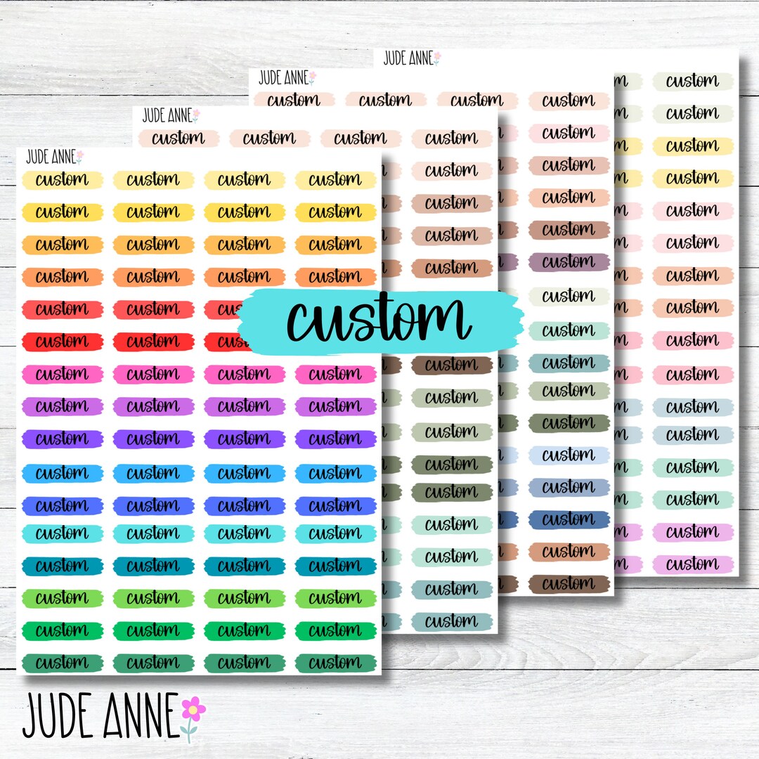 Custom Text Brush Stroke Stickers, Sticker Sheets, Custom Script ...