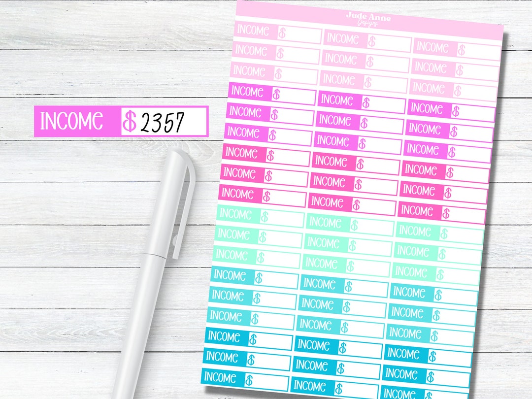 Income Planner Stickers, Bright Budget Planning Stickers, Income ...