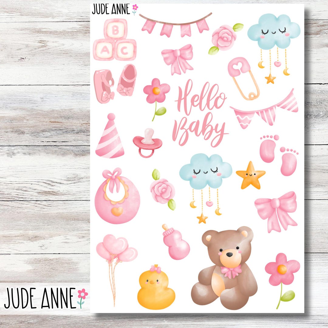 Baby Girl Planner Stickers | Baby Girl Scrap Book | Cute Diaper Icon ...
