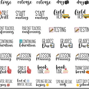 Teacher Planner Stickers, Cute Teacher Icons, Calendar, Yearly Teacher ...