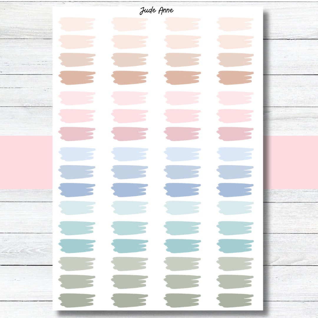 Brush Stroke Planner Sticker, Decorative Planner Stickers, Pastel ...