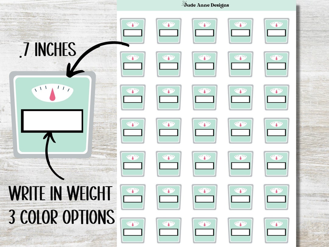 Planner Stickers, Cute Weight Tracker, Write in Weight Stickers, 35 ...