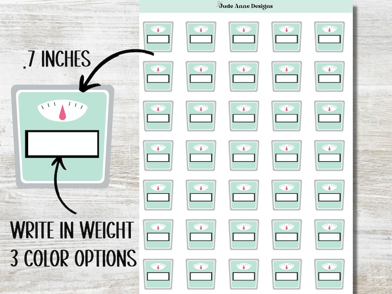 Planner Stickers Cute Weight Tracker Write in Weight - Etsy